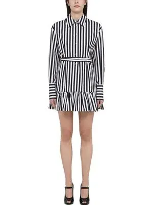 PATOU Striped Mini Chemisier Dress - ["black"/ "white"]